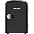 Amazon.com: Chefman Mini Portable Black Personal Fridge Cools Or Heats ...