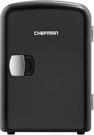 Amazon.com: Chefman Mini Portable Black Personal Fridge Cools Or Heats ...