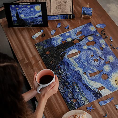 UNIDRAGON Wooden Jigsaw Puzzle Art Collection - Starry Night Van Gogh ...