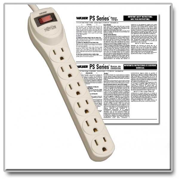 Amazon.com: Tripp Lite 6 Outlet Home & Office Waber Power Strip, 4ft ...