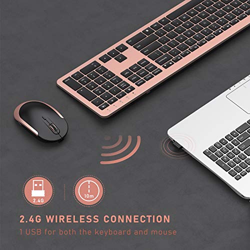 Seenda Rechargeable Wireless Keyboard Mouse Combo Full Size Cordless Keyboard And Mouse Sets With