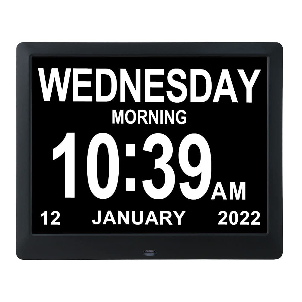 Digital Calendar Day Clock, Large Display Day Date, Time,8 Alarms ...