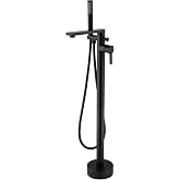 Wowkk Waterfall Tub Filler Freestanding Bathtub Faucet Black Floor ...