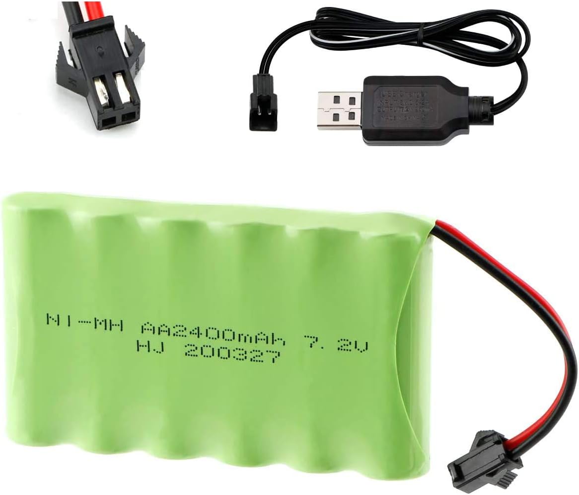 Batería recargable Ni-MH AA de 6 V 2400 mAh con conector SM-2P de 2 ...