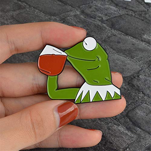 SMUG Pepe Frog Hard Enamel Lapel pin Brooch Kermit Pin Kermit Sipping ...
