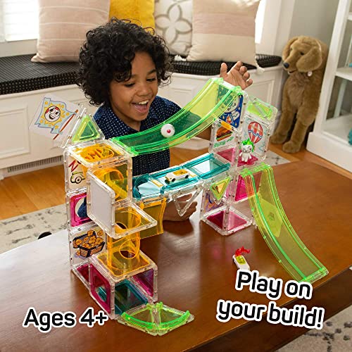 SQUAREGLES Essential Starter Set 105 Pieces Magnetic Building Blocks Kids Magnetic Tiles STEM ...