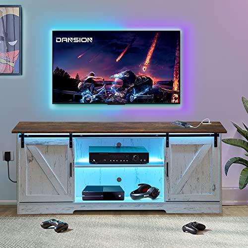 DANSION Farmhouse TV Stand for TVs up to 65 Inch, Smart Led Modern ...