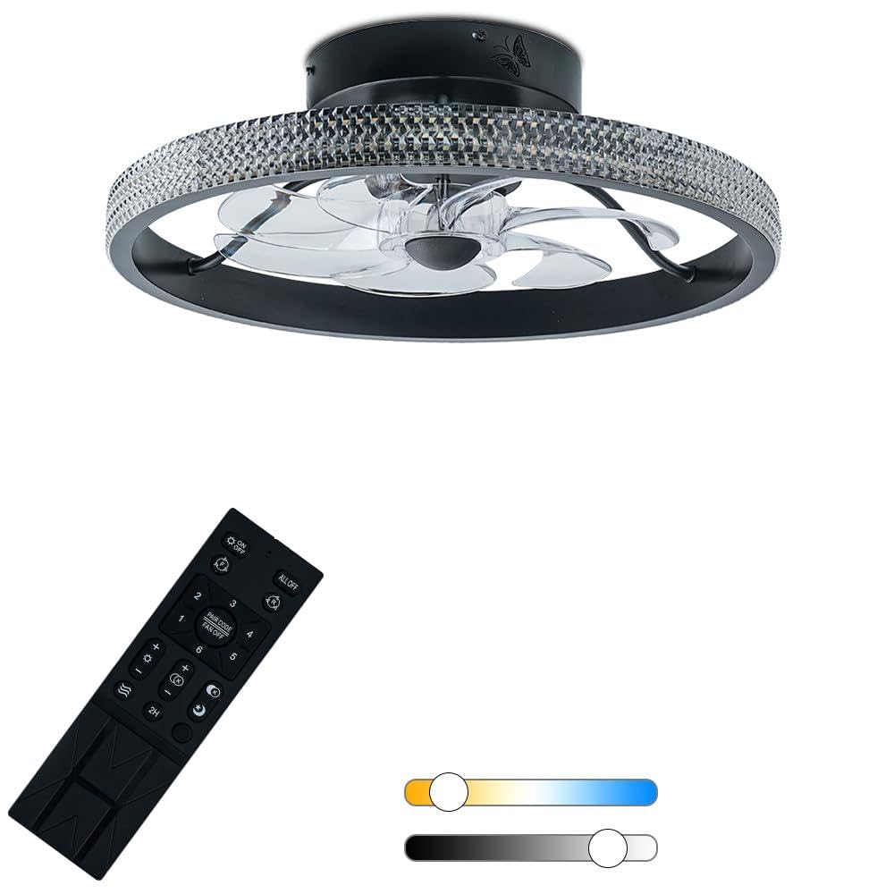 ELINKUME Acrylic Ceiling Fan with Light Remote Control,Fan Lights with ...