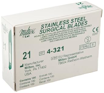 Integra Miltex 4-321 Stainless Steel Sterile Surgical Scalpel Blade ...