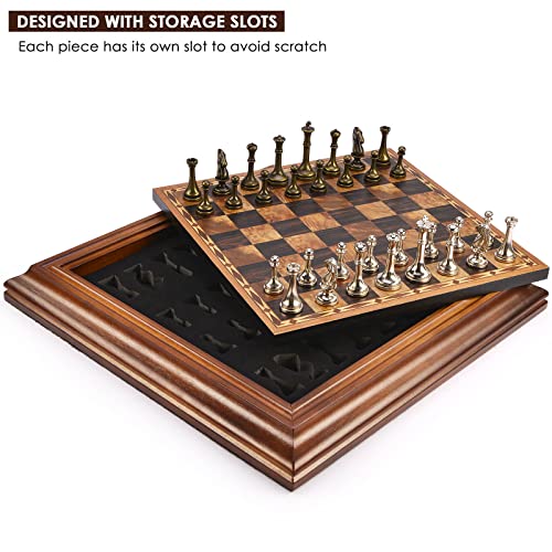 AMEROUS 14 Inches Wooden Chess Set With Metal Chess Pieces / 2.5'' King ...