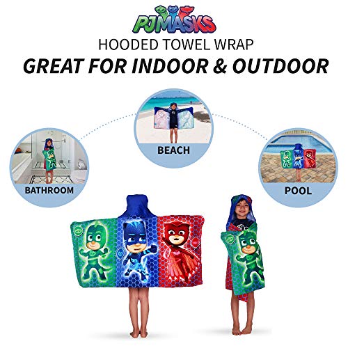 PJ Masks Bath/Pool/Beach Soft Cotton Terry Hooded Towel Wrap, 24" x 50 ...