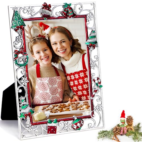 Metamutu Christmas Picture Frame 5x7 inch with Year 2024 Metal Photo ...