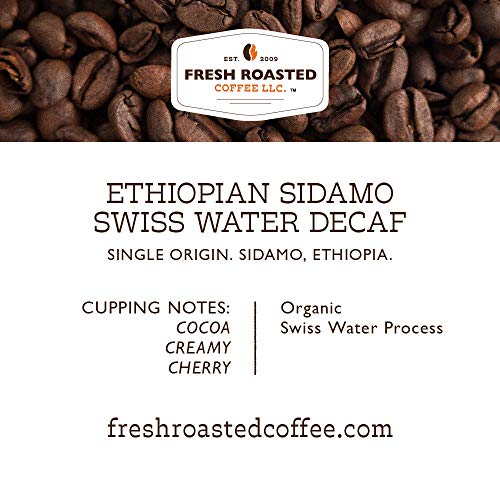 Fresh Roasted Coffee, Swiss Water Decaf Ethiopian Sidamo, Organic Fair Trade Kosher, Medium ...