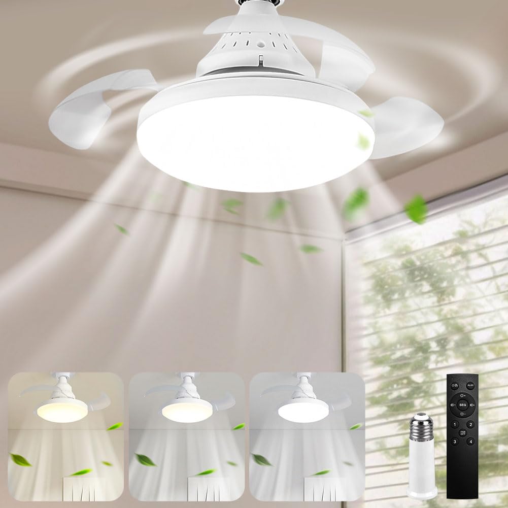WRYBV Retractable Ceiling Fans with Lights and Remote, 16 Inch Ceiling ...