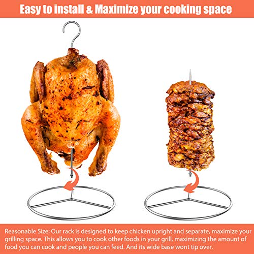 6 Pieces Stainless Steel Vertical Skewer Set, (2x15''Skewers,2x9‘’Spikes& 2x6.25‘’Bases ...