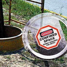 Plastic Confined Space Manhole Warning Barrier, Black / Red / White ...