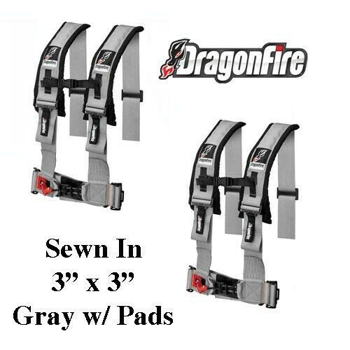 Dragonfire Racing Standard 4 Point Harness 3″ Grey 2 Pack - Robby ...