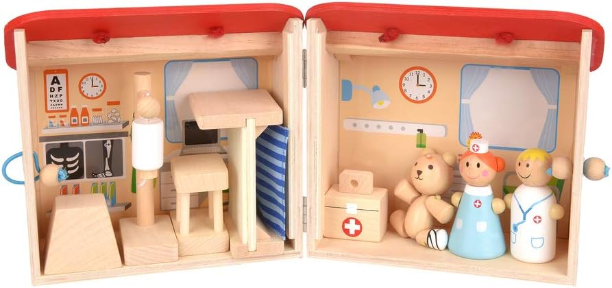 ewtshop® Natural Wooden Hospital Playset for Children – BigaMart
