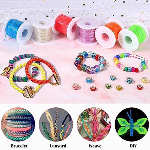 Lanyard String Kit, Cridoz 6Pack Glow in Dark Plastic Lacing Cord Gimp ...