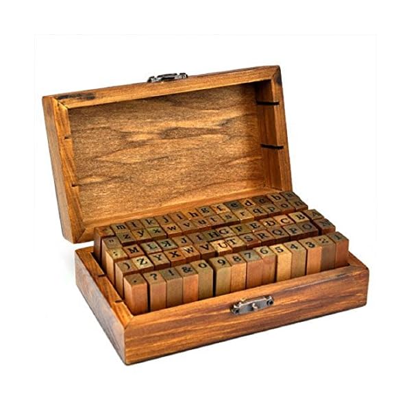 Beelfast 70-delig hout rubber stempel set box hout stempel set alfabet ...