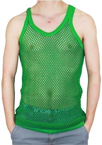 MEN'S SLEEVELESS STRING COTTON MUSCLE FISHNET MESH NET VEST TOP (EX ...