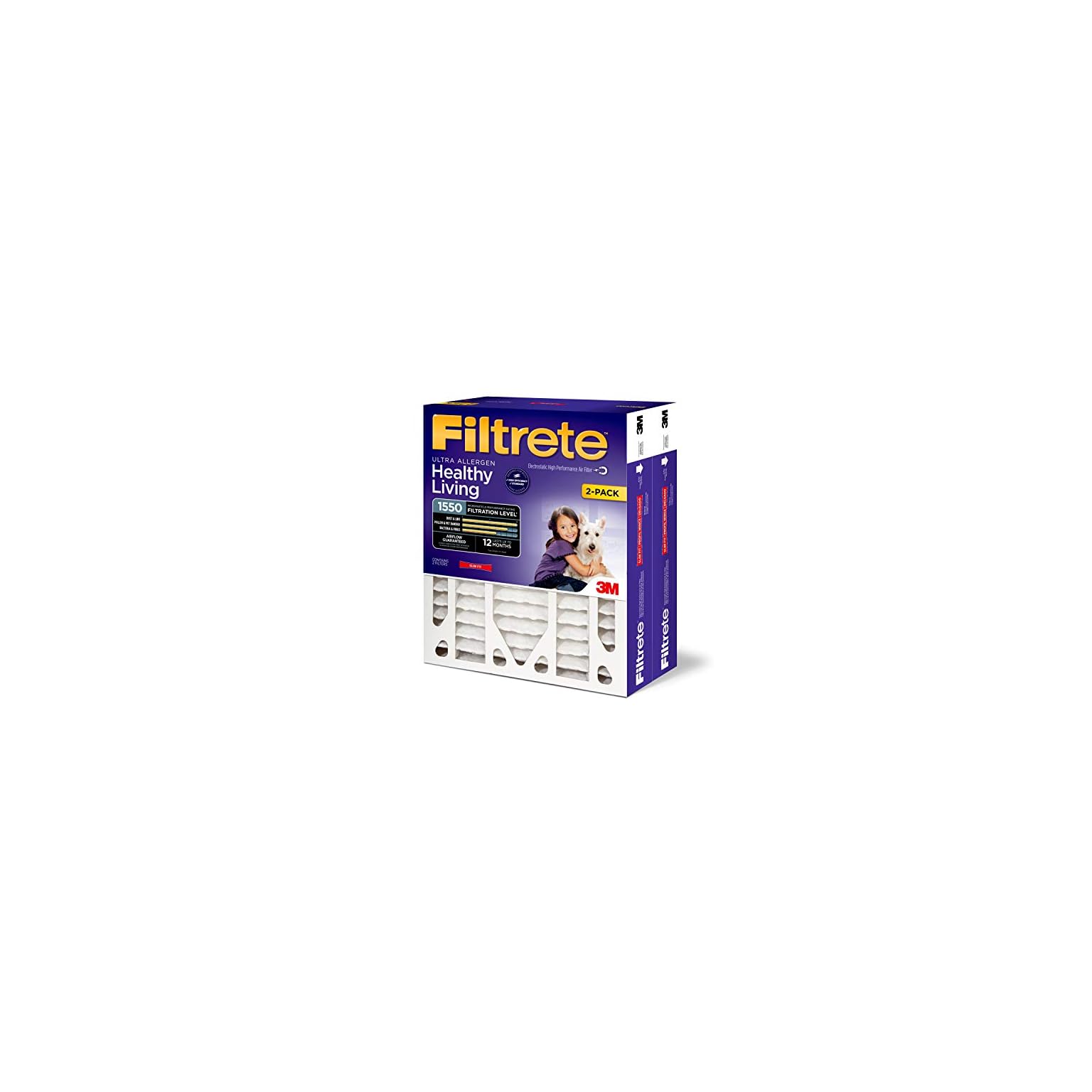 Filtrete 20x25x4(SlimFit), AC Furnace Air Filter, MPR 1550 DP, Healthy ...