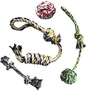 Pet Supplies : Dog Chew Rope Toys Set of 4 - Puppy Chewing Ropes for ...