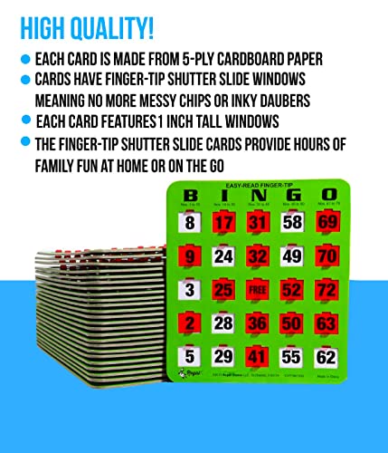 Regal Games - Shutter Slide Bingo Cards - 8” x 9” - 5-Ply Green ...