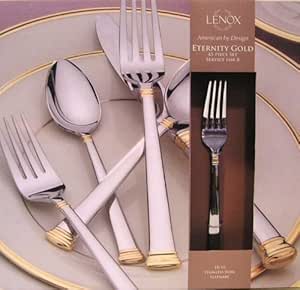 Amazon.com | Lenox Eternity Gold 45 Piece Flatware Set New in Box ...