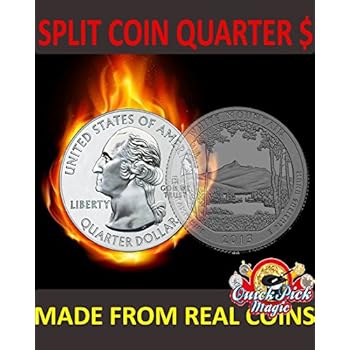 Amazon.com: Magic Quarter Dollar Split Coin / US 25 Cent Split Coin ...