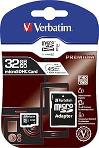 Amazon.com: Verbatim 32GB Premium MicroSDHC Memory Card with Adapter ...
