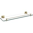 Kraus Ventus Glass Bathroom Shelf with Rail, Brushed Gold Finish, KEA ...