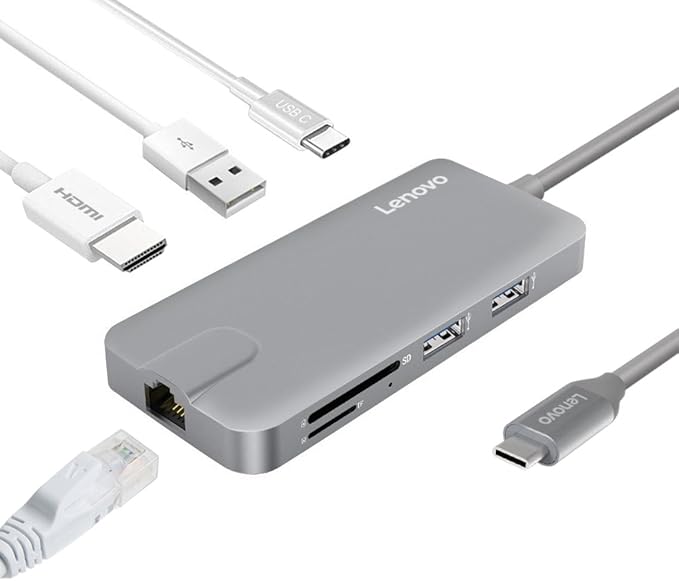 Lenovo Hub USB C, adattatore tipo C con porta HDMI, porta Gigabit ...