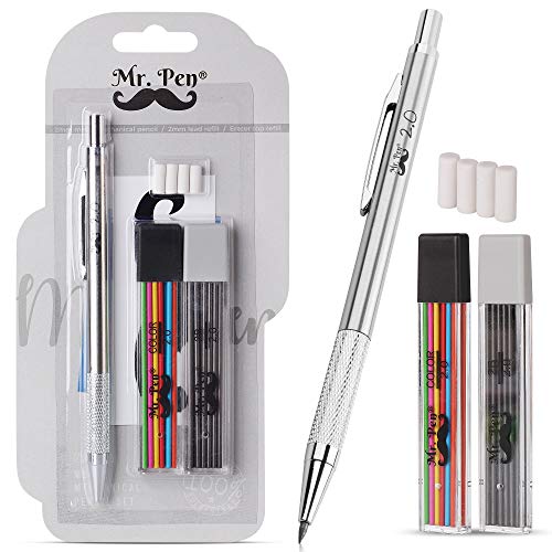 Mr. Pen- Mechanical Pencils 2mm, Metal Mechanical Pencil with 2 Pack of ...