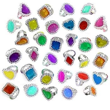 Amazon.com: Shappy 72 Pieces Plastic Colorful Rhinestone Gem Rings ...