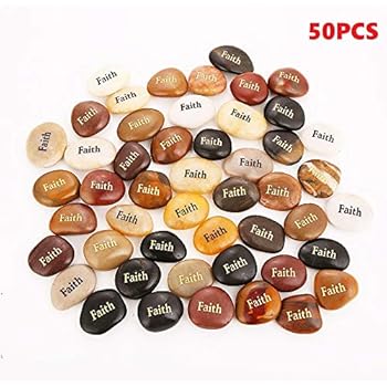 Amazon.com: 50PCS Faith RockImpact Faith Stones Bulk Engraved Rocks ...
