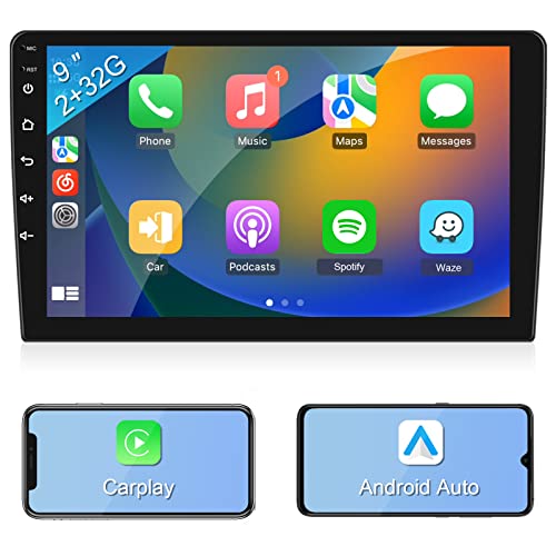 9 inch Android Car Stereo Double Din with Wireless CarPlay Android Auto ...