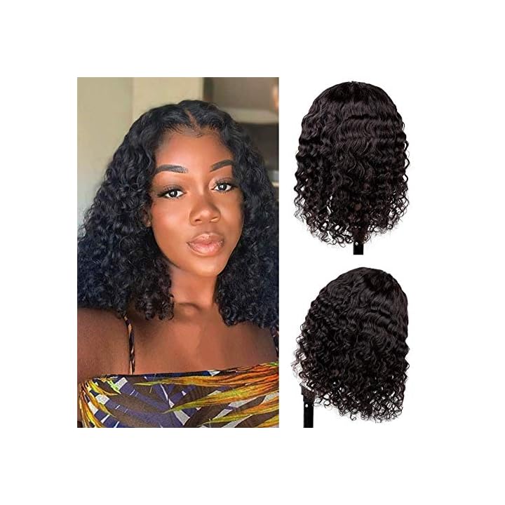 Deep Wave Lace Closure Wigs 12 Inch Unprocessed Pre Plucked Brazilian ...