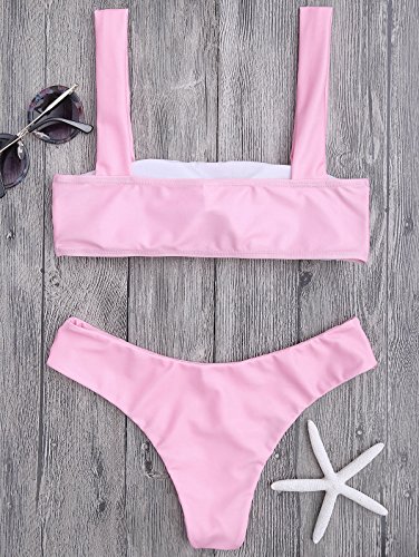GAMISS Women’s Bandeau Square Neck Bikini Set Candy Color Basic Style ...
