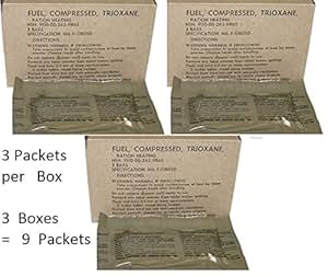 Amazon.com : U.S. Military Fire Starter Trioxane Fuel Bars 3 Boxes of 3 ...