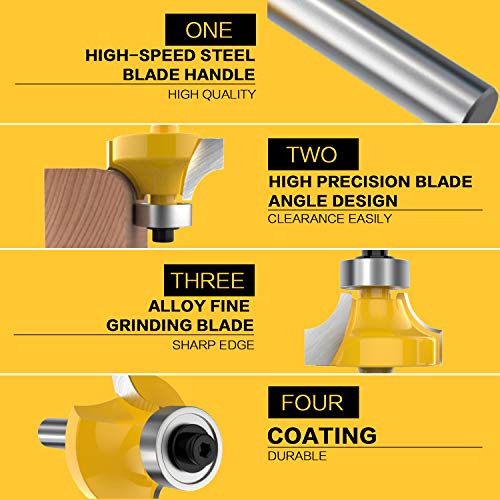 1/4 Inch Shank Roundover Edging Router Bit Set Corner Rounding Edge ...