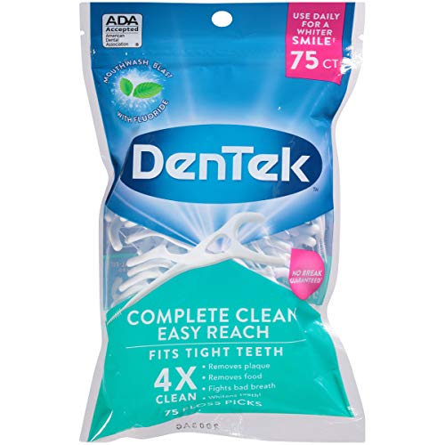 DenTek Complete Clean Easy Reach Floss Picks, No Break & No Shred Floss, 75 Count | Pricepulse