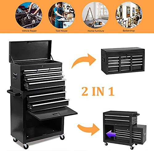 8-Drawer Big Rolling Tool Chest Organizers,Removable Tool Storage Cabinet and Top Chest with ...