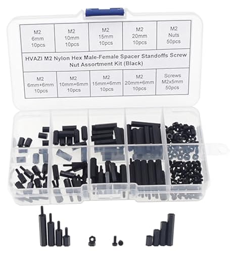 HVAZI M2 Nylon Hex Male-Female Spacer Standoffs Screw Nut Assortment ...