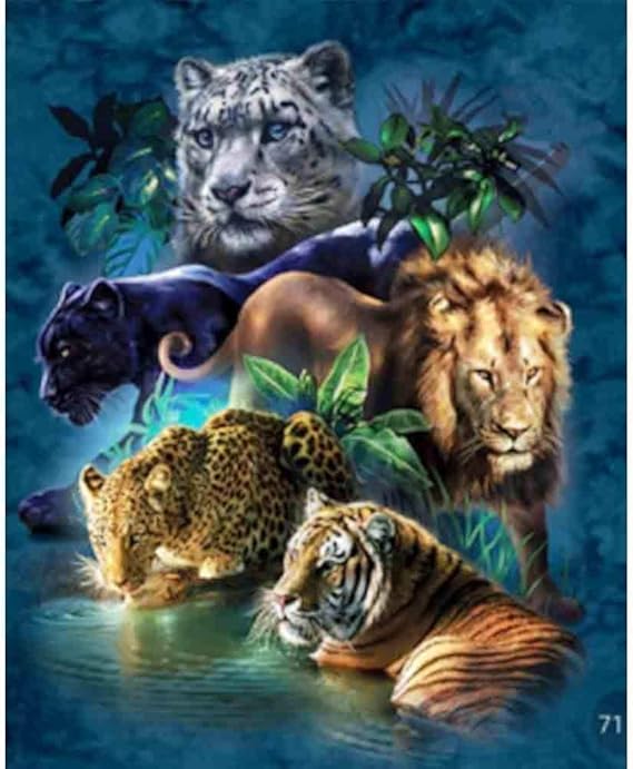 King of The Jungle Lion Panther Spotted Leopard Black Tiger Diamond ...