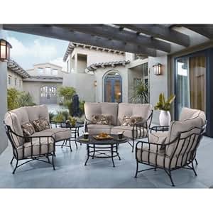 Amazon.com: Cortez 6-piece Crescent Deep Seating Set with Coffee Table ...