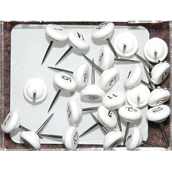 Amazon.com : Numbered Map Tacks - White With Black Numbers (4 boxes of ...