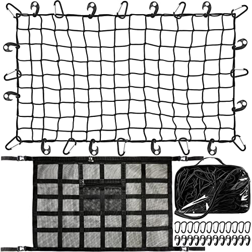 2 Pcs Cargo Net for Truck Bed Roof Rack SUV 6 x 4 Feet Mesh Square ...