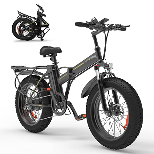 Mountain Bikes, Electric Bike for Adults 20" Fat Tire E Bicycles 500W ...