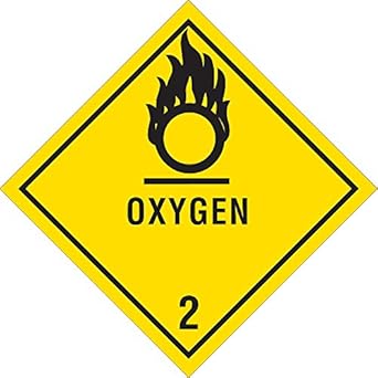 Amazon.com: "Oxygen - 2" Labels/Stickers, 4" x 4", Black/Yellow, 500 ...